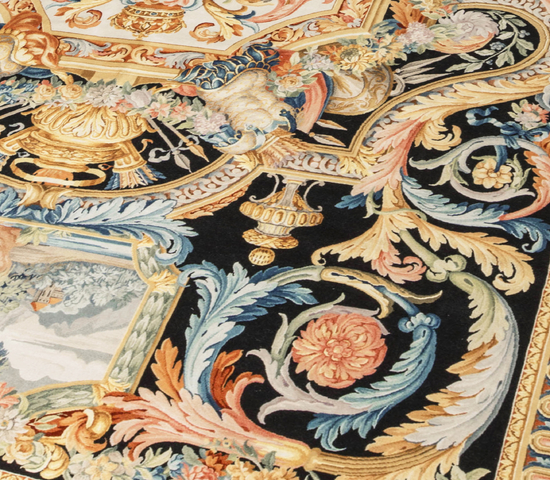 RENAISSANCE SAVONNERIE S191B BLACK / BEIGE - Oversize Rugs